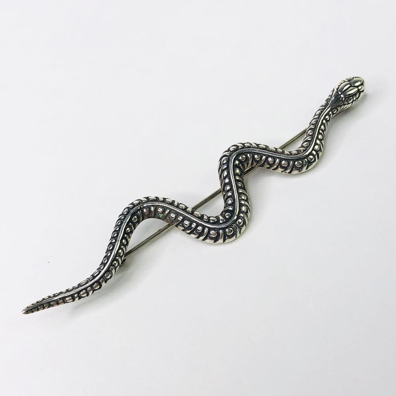 Sterling Silver Snake Brooch Pin Simple Classic... - Depop