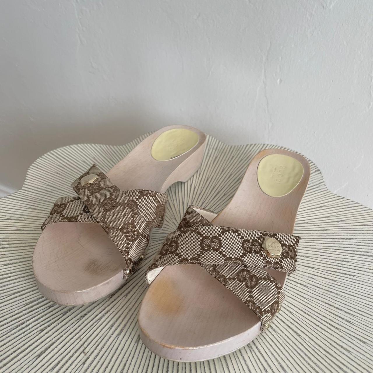 Gucci wood clog sandals size 37, country summer... - Depop