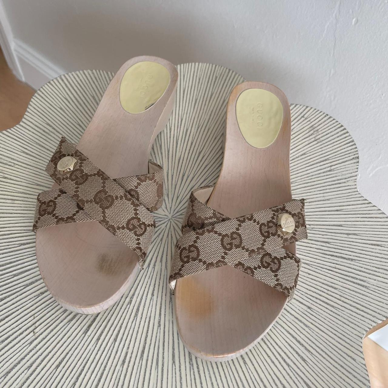 Gucci wood clog sandals size 37, country summer... - Depop