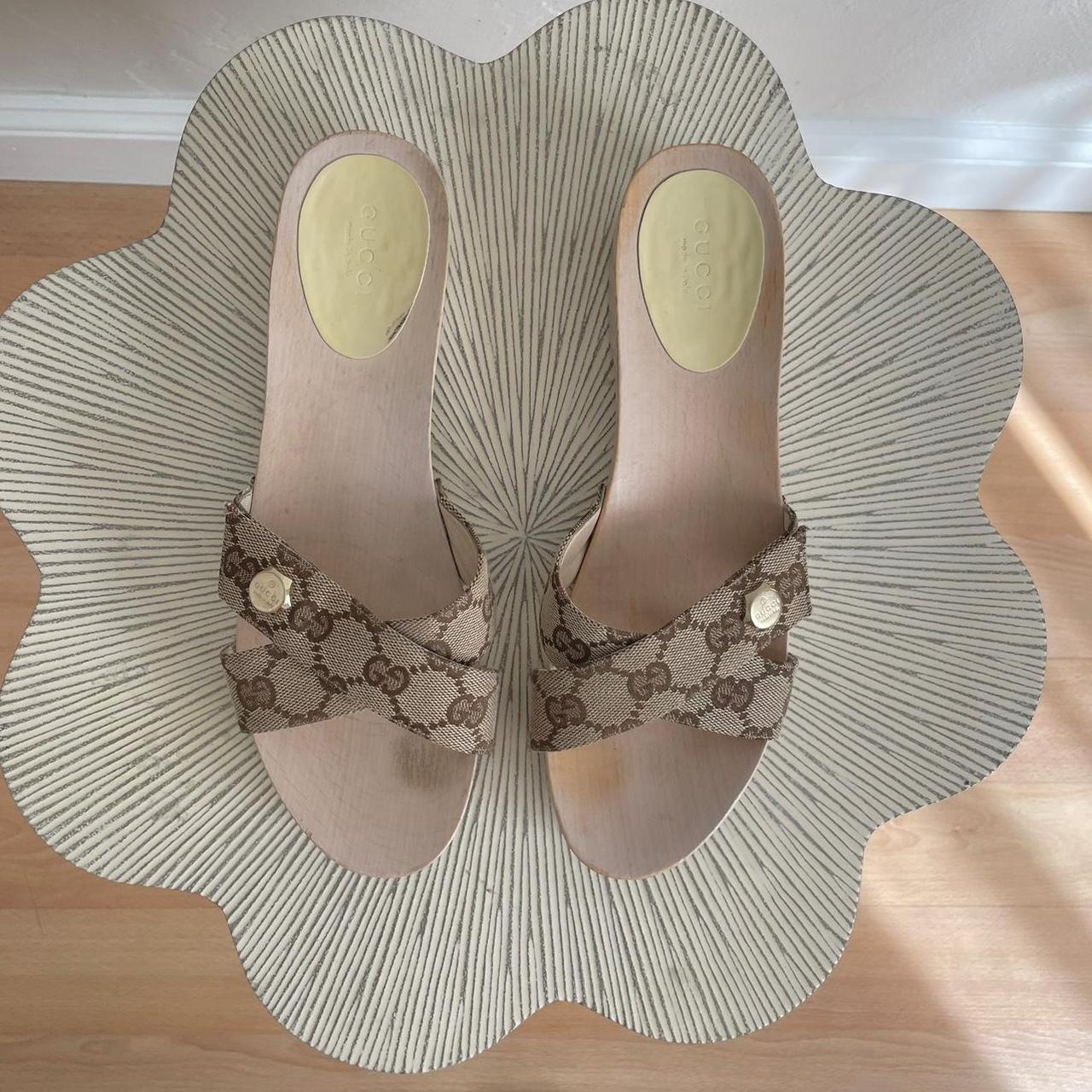 Gucci wood clog sandals size 37, country summer... - Depop