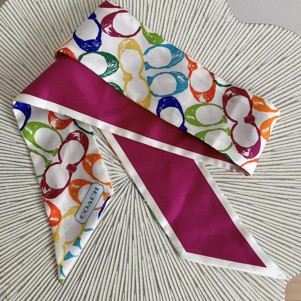 Coach silk scarf for hair or bag, measures 2.5”x36”... - Depop