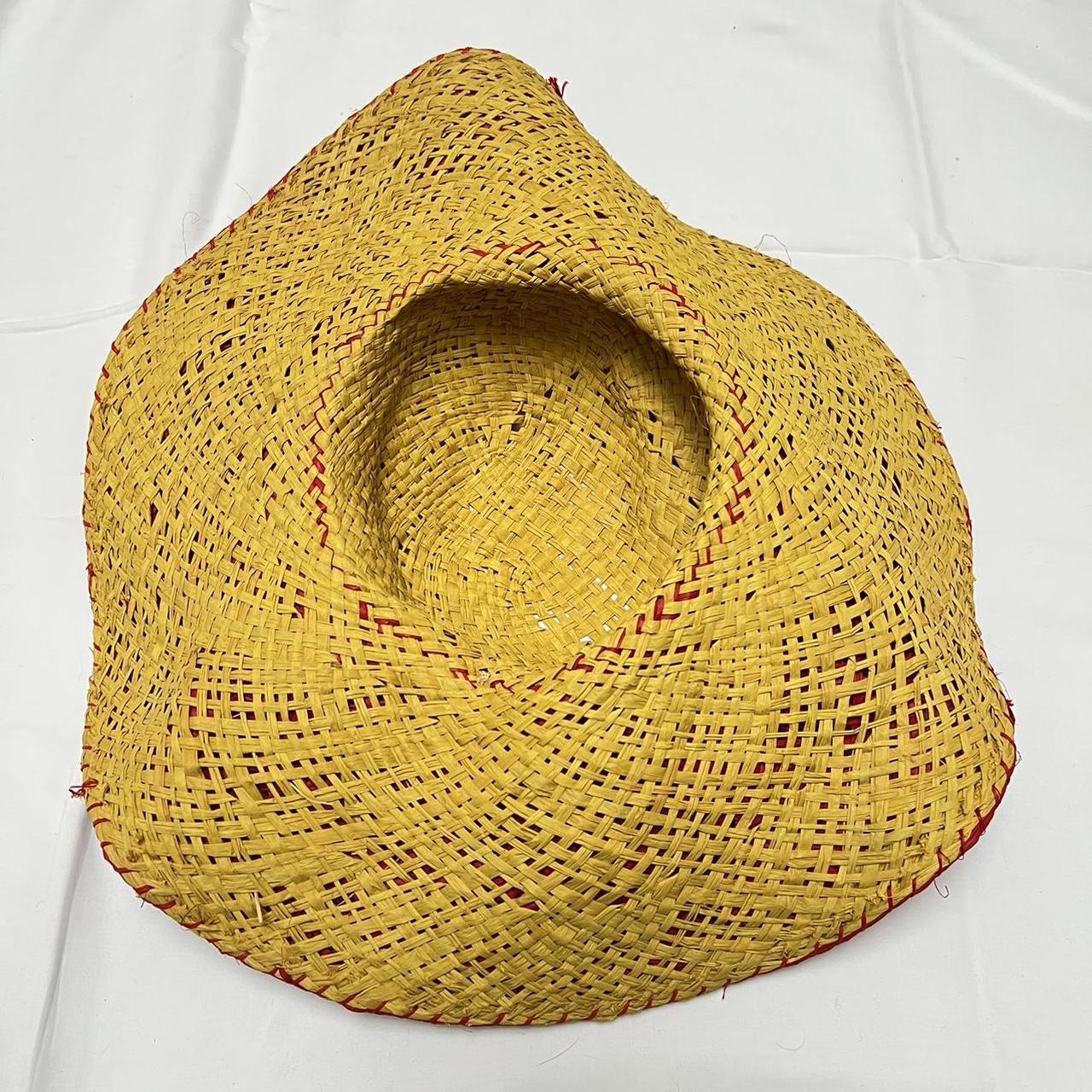 Two tone large straw hat Vintage Red and yellow... - Depop