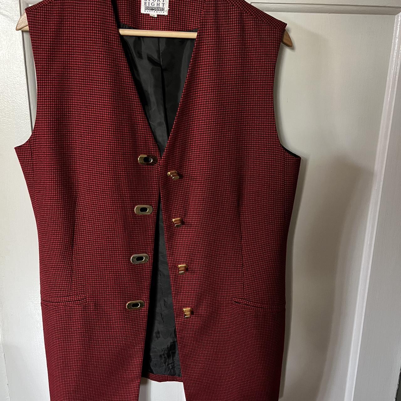 Long red button up vest top. Made in Australia.... - Depop