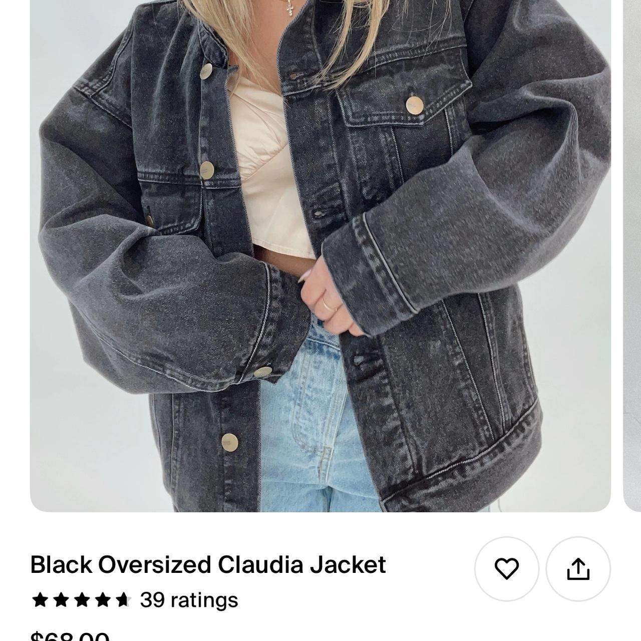 Black oversized denim jacket >so cute oversized... - Depop