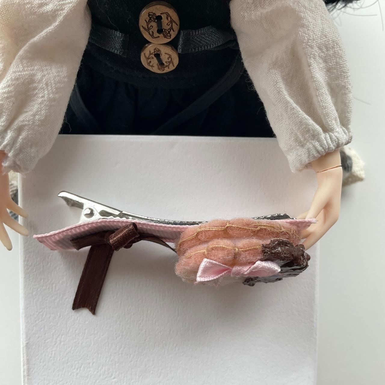 Chocolate biscuit hair clip 🤎🍪🎀 $22 USD Bow ribbon... - Depop