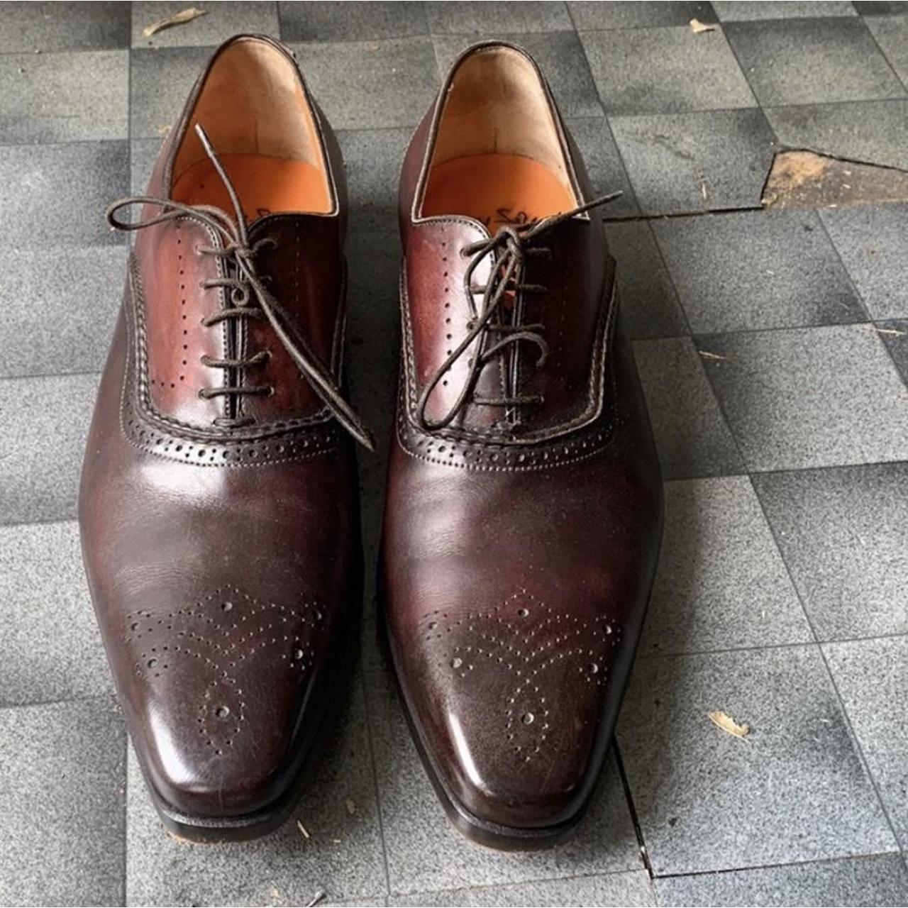 Santoni Men’s Salem Leather Cap-Toe Oxfords , brown... - Depop