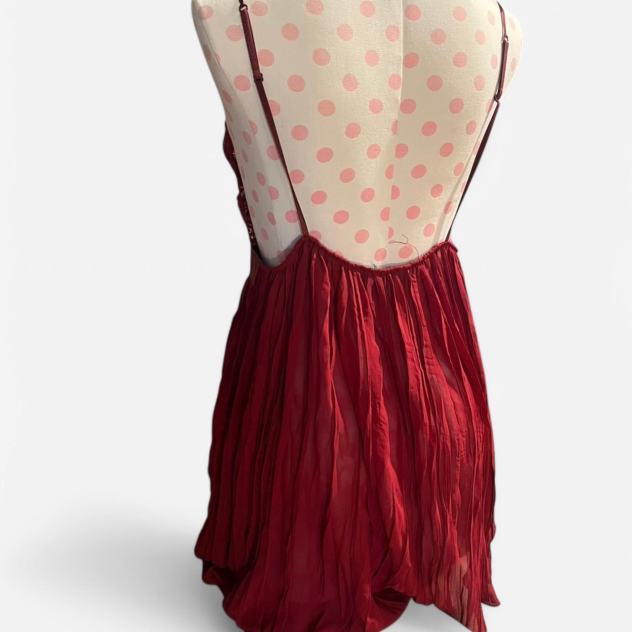 Red lace ruffle babydoll slip dress with adjustable... | Depop