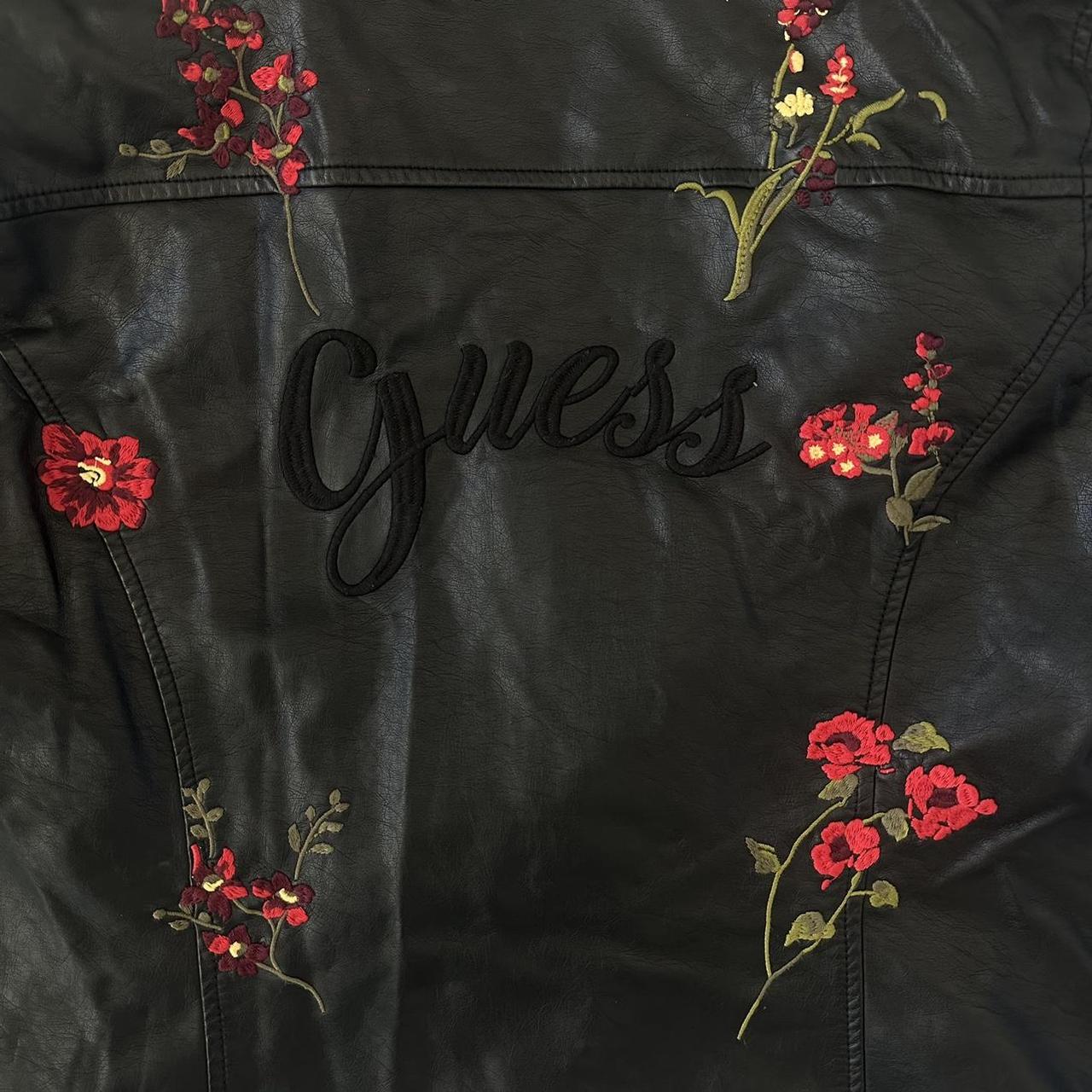Vintage GUESS jacket ༊*·˚ Leather moto jacket with... - Depop