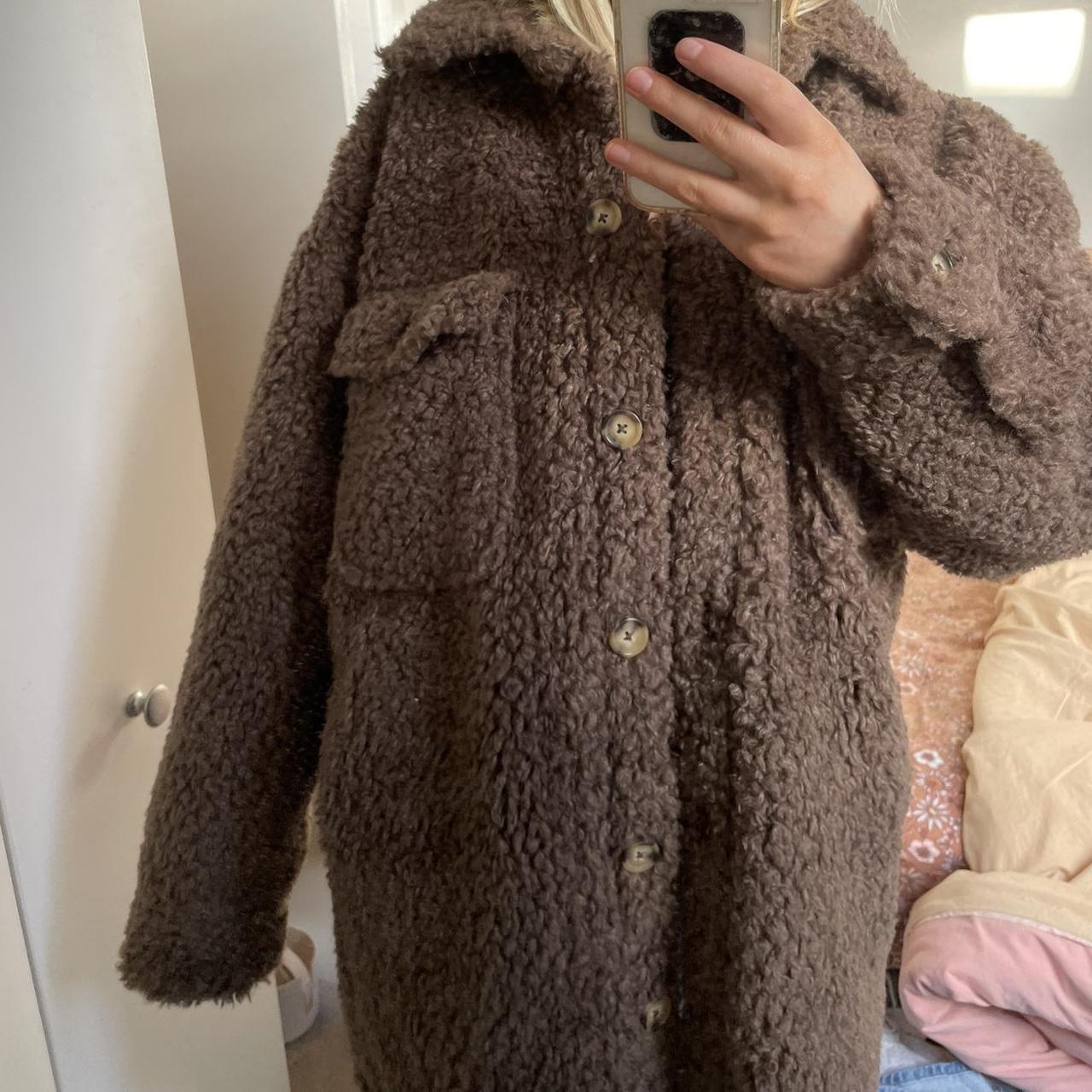 Glassons brown fluffy coat Size M Never worn - Depop