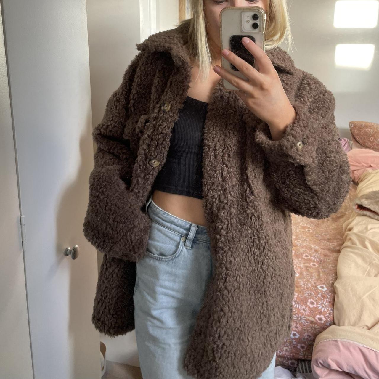 Glassons brown fluffy coat Size M Never worn - Depop