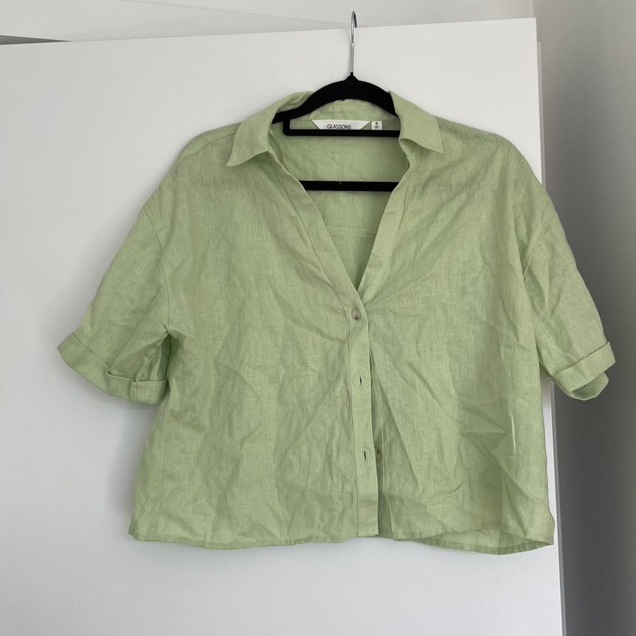 Glassons green linen style set Top 8 Bottoms 10 - Depop