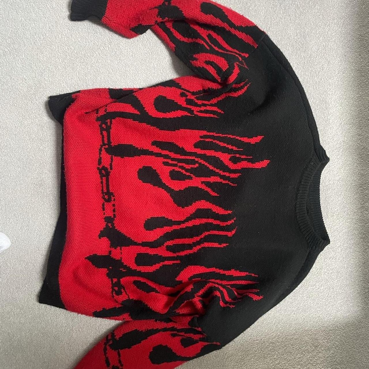 Fanjiuniu Fire Flam Knit Sweater Great condition... - Depop