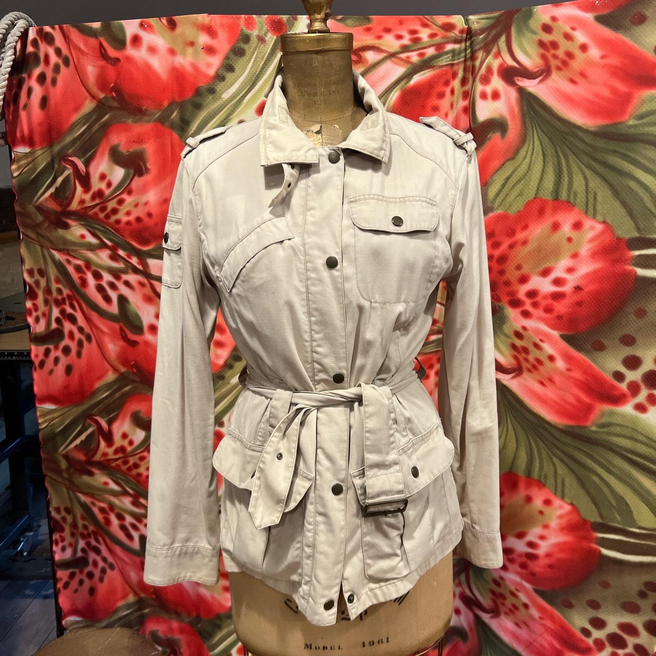 Barbour Women's Cream and Tan Coat | Depop