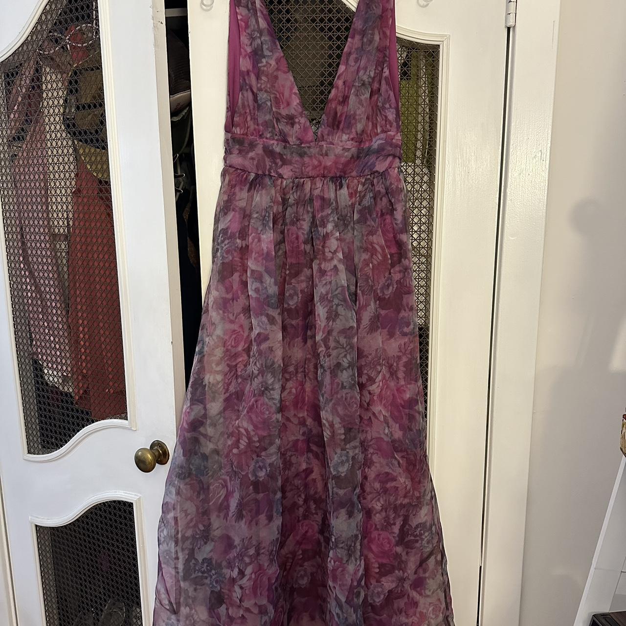 lulus garden romance magenta organza dress size... - Depop