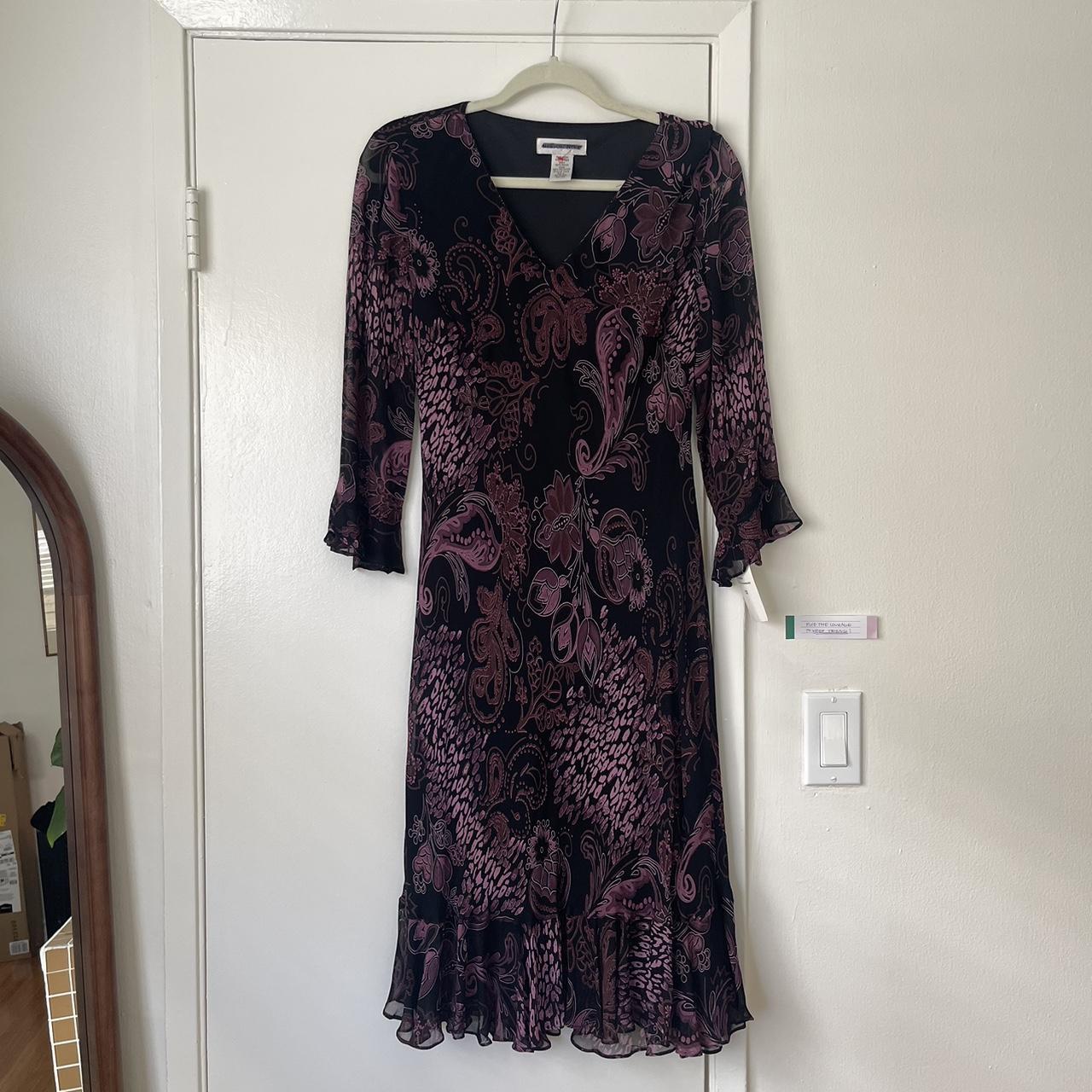 gorgeous vintage purple and black dress!! love the... - Depop