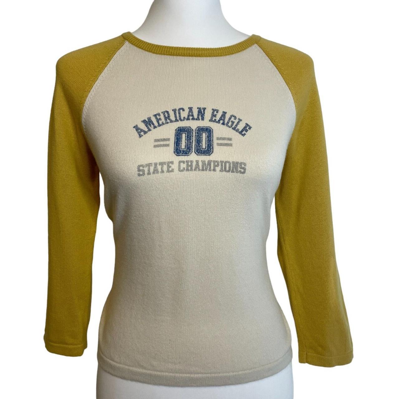 Vintage American Eagle Raglan Baseball Sweater Top... - Depop