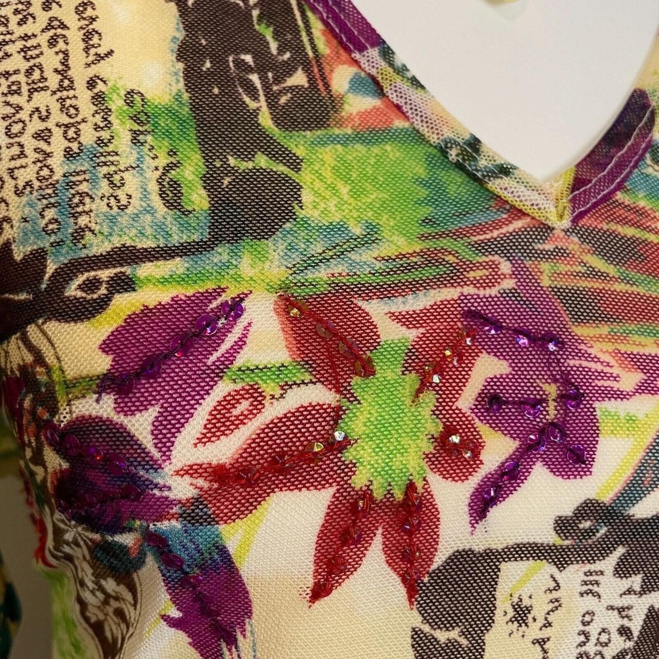 Vintage Sharon Anthony Semi Sheer Mesh Top Sequin... | Depop