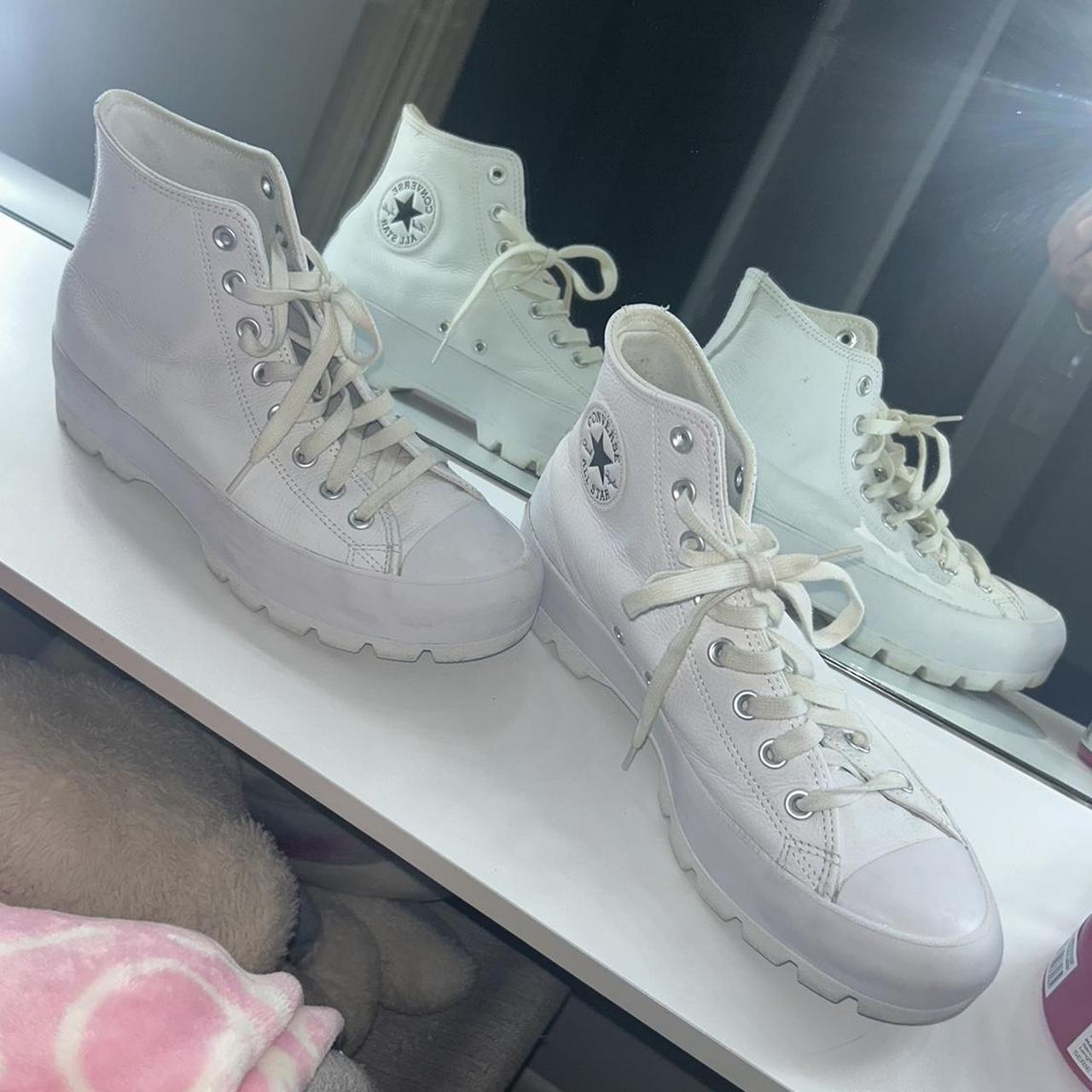 White platform converse. Womens size 10 - Depop