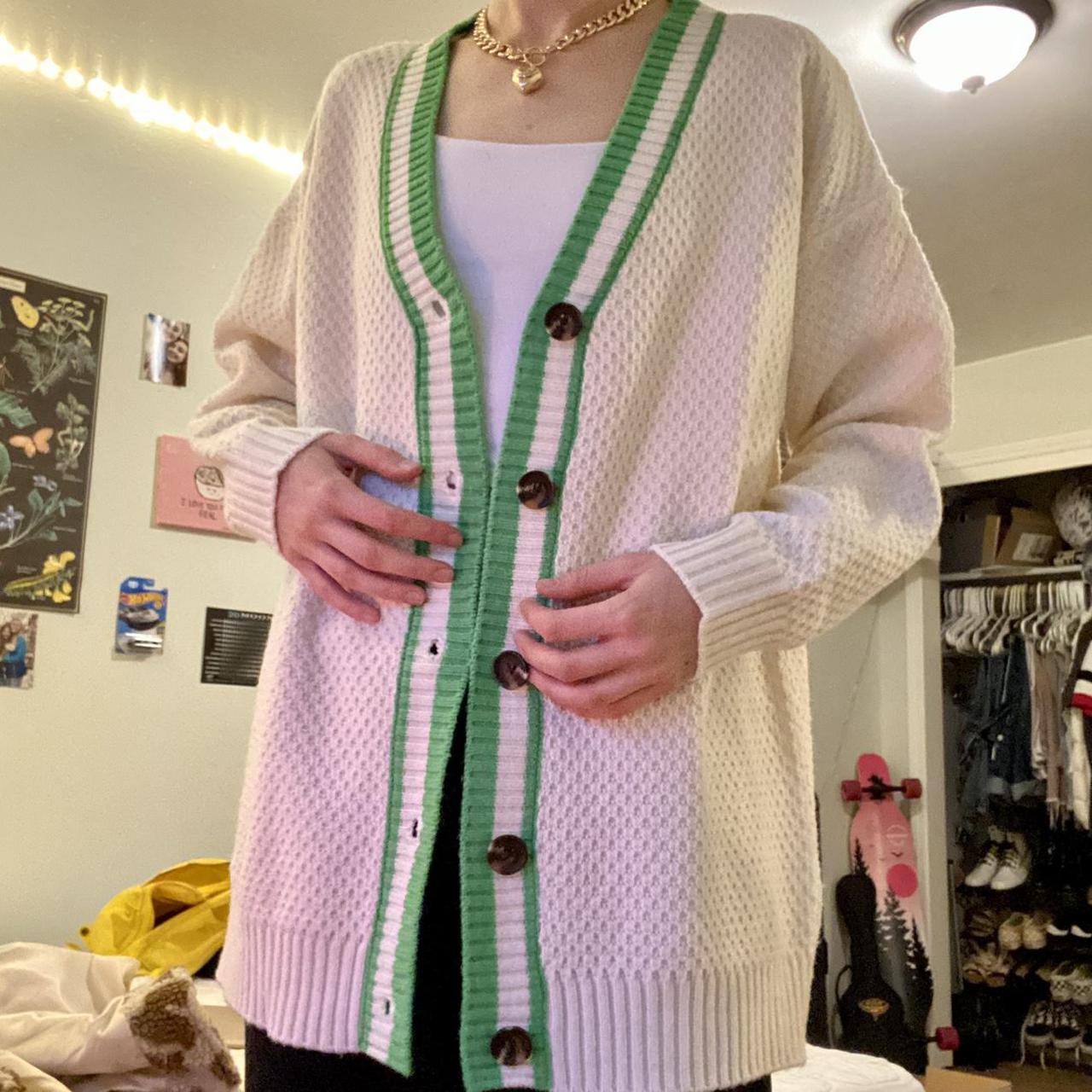 Preppy golf-esque cardigan🤍💚 this cardigan is so... - Depop