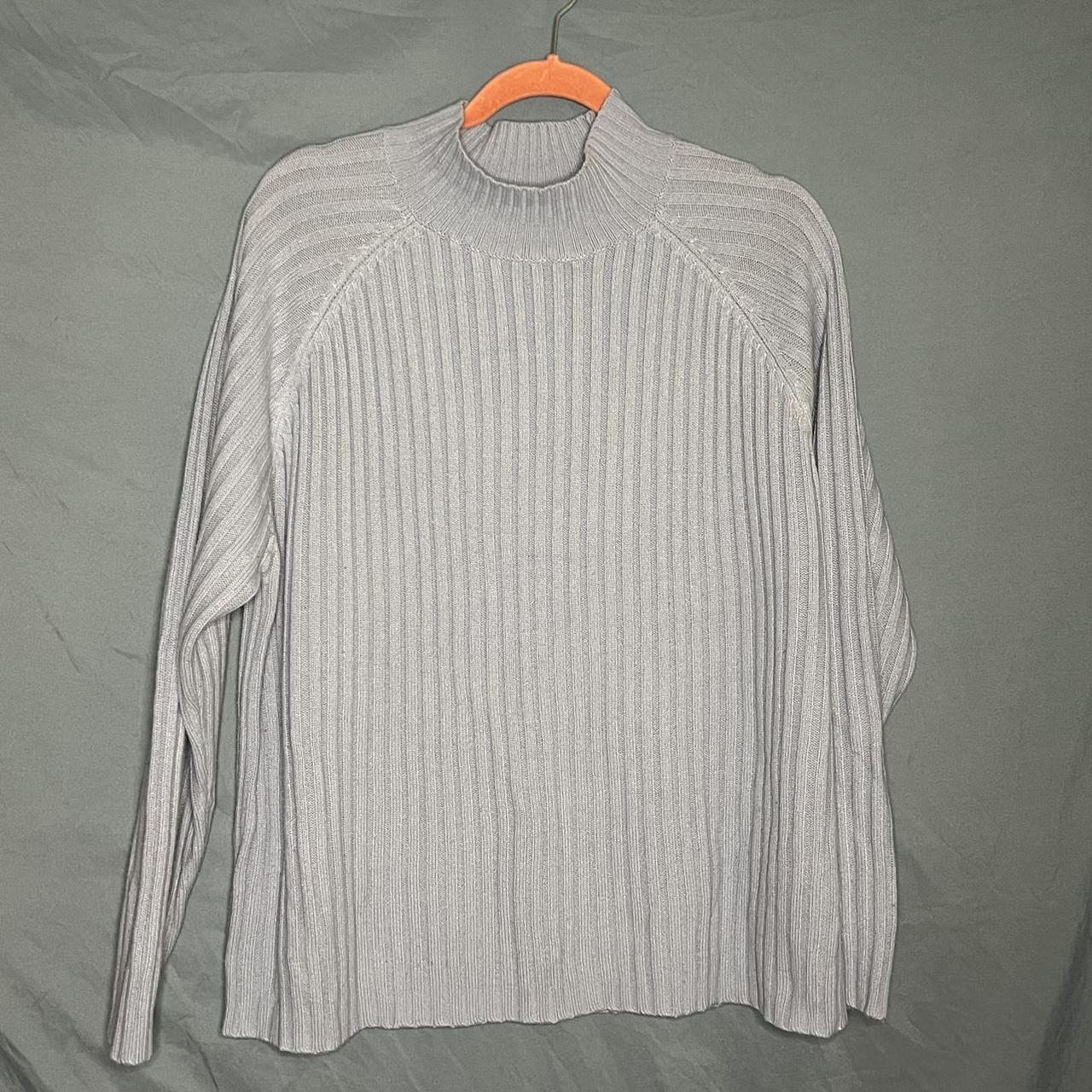 vintage ribbed baby blue sweater size XL good... - Depop