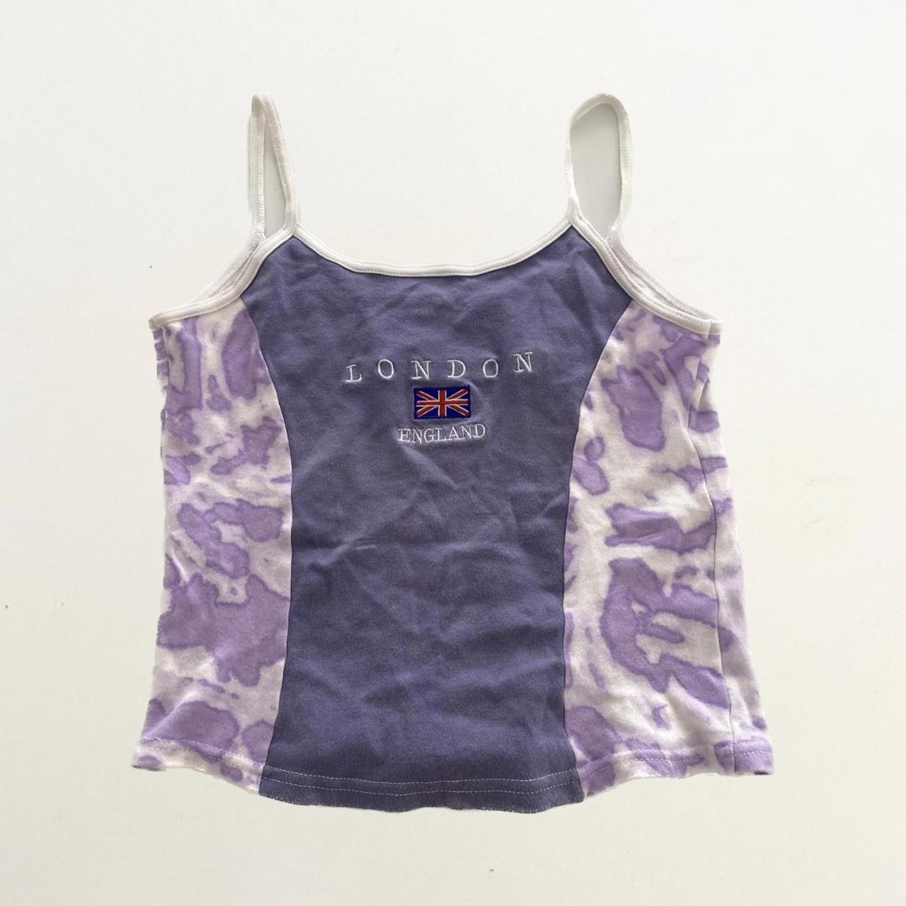 Vintage London crop top. In purple with UK flag and... - Depop