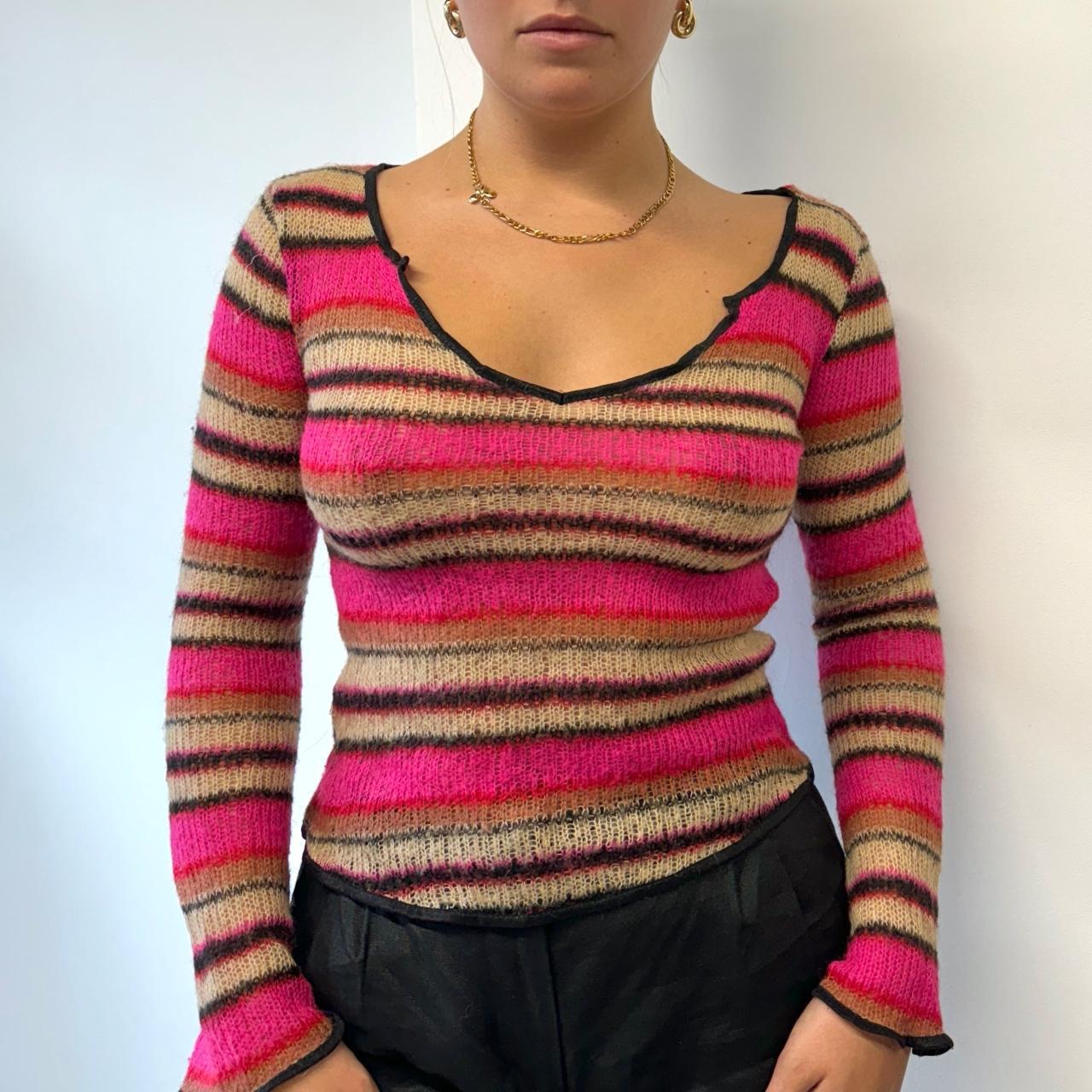Vintage Morgan de Toi pink mohair knit top, as seen... - Depop