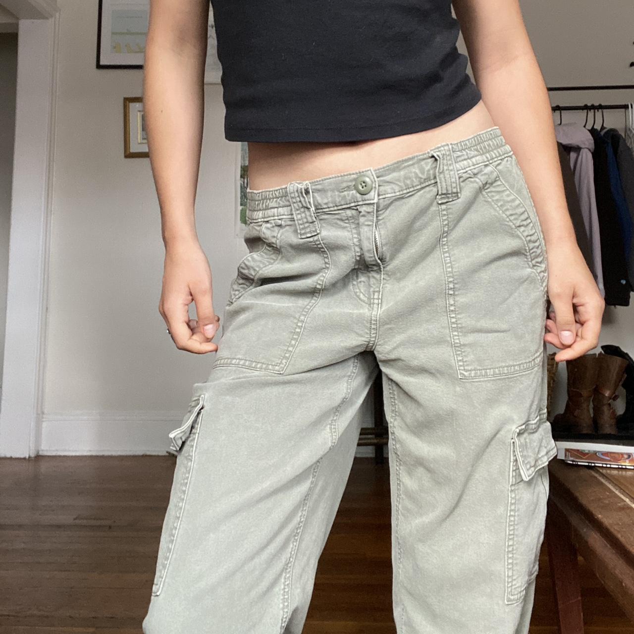 American eagle light green cargo stretch pants low... - Depop