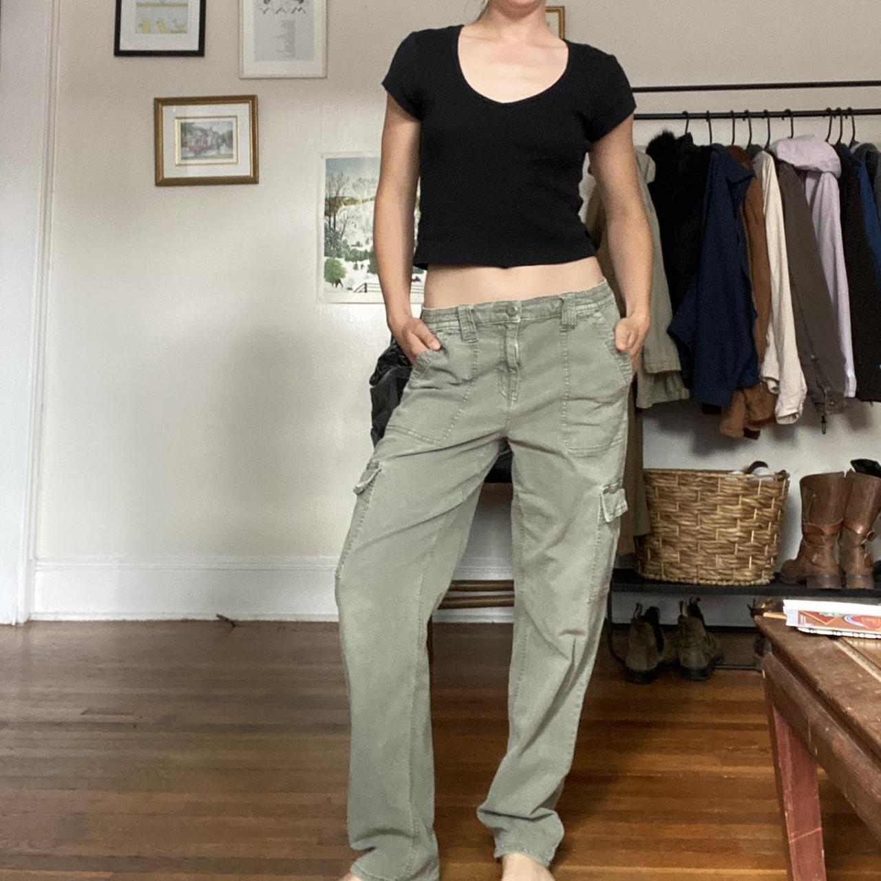 American eagle light green cargo stretch pants low... - Depop