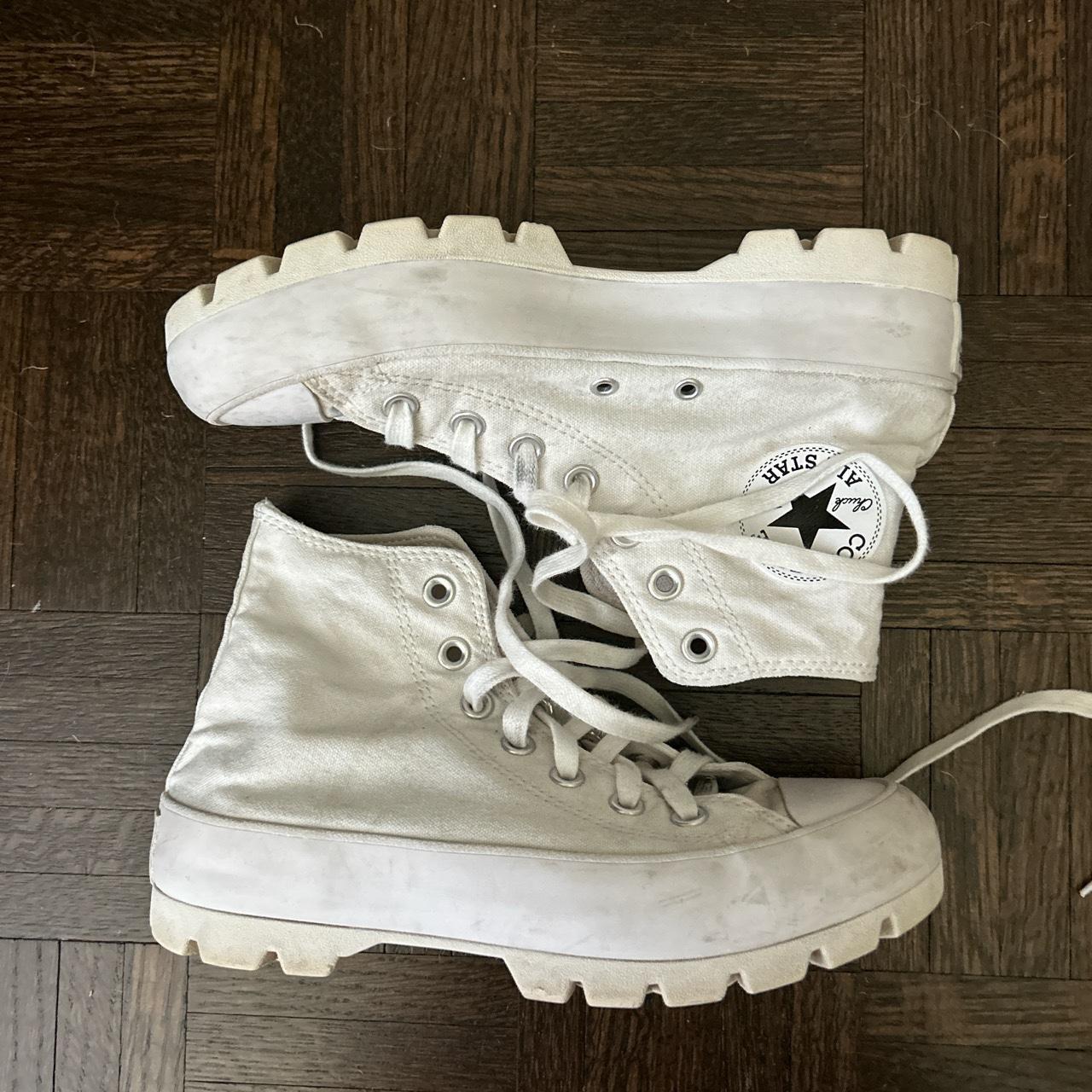 Chunky platform white Converse - Depop