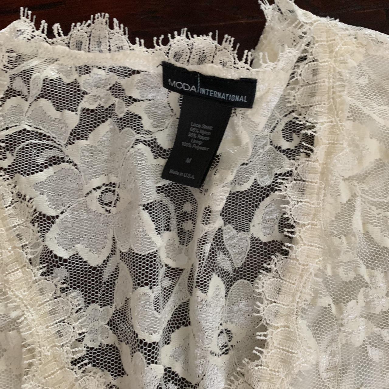 vintage moda international lace top sleeves sheer... - Depop