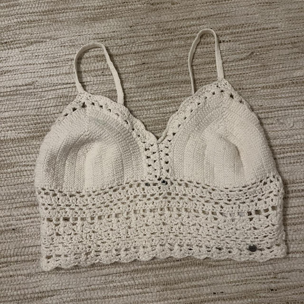 Crotchet Off White Cropped Top Worn Few Times Super Depop