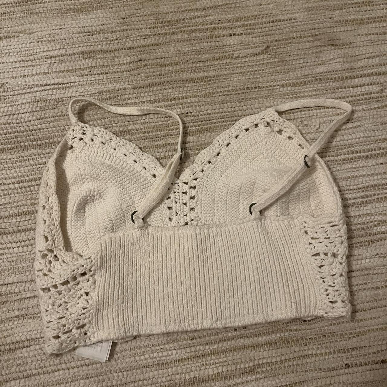 Crotchet Off White Cropped Top Worn Few Times Super Depop