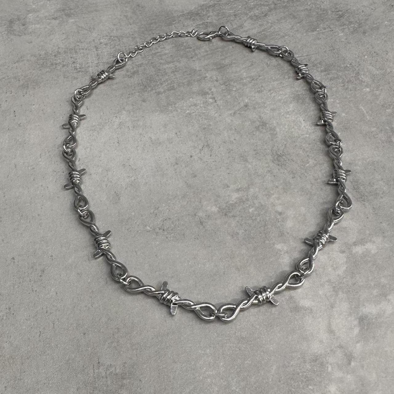 barbed wire choker necklace adjustable y2k punk... - Depop