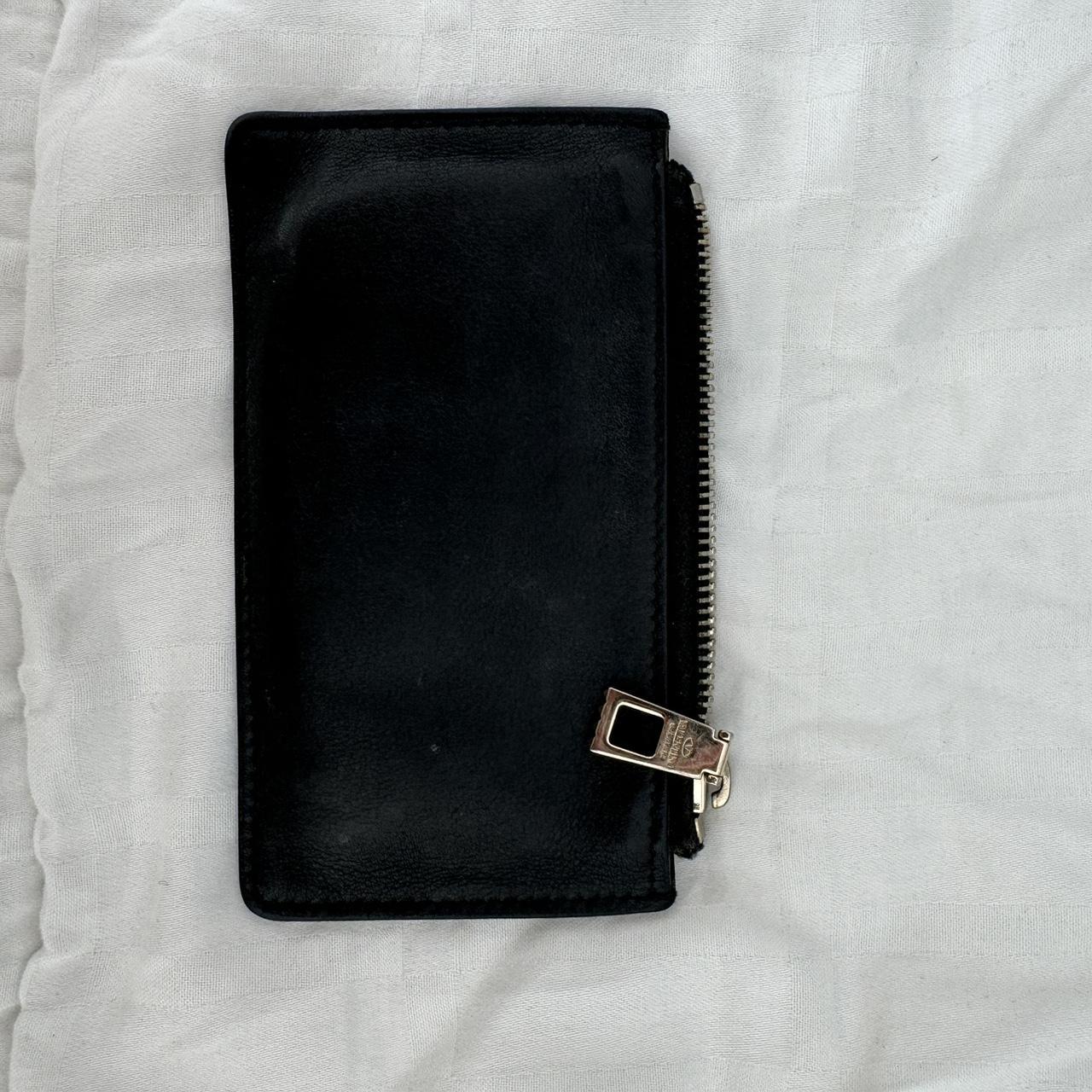 Black leather zip up wallet with gold zipper... - Depop