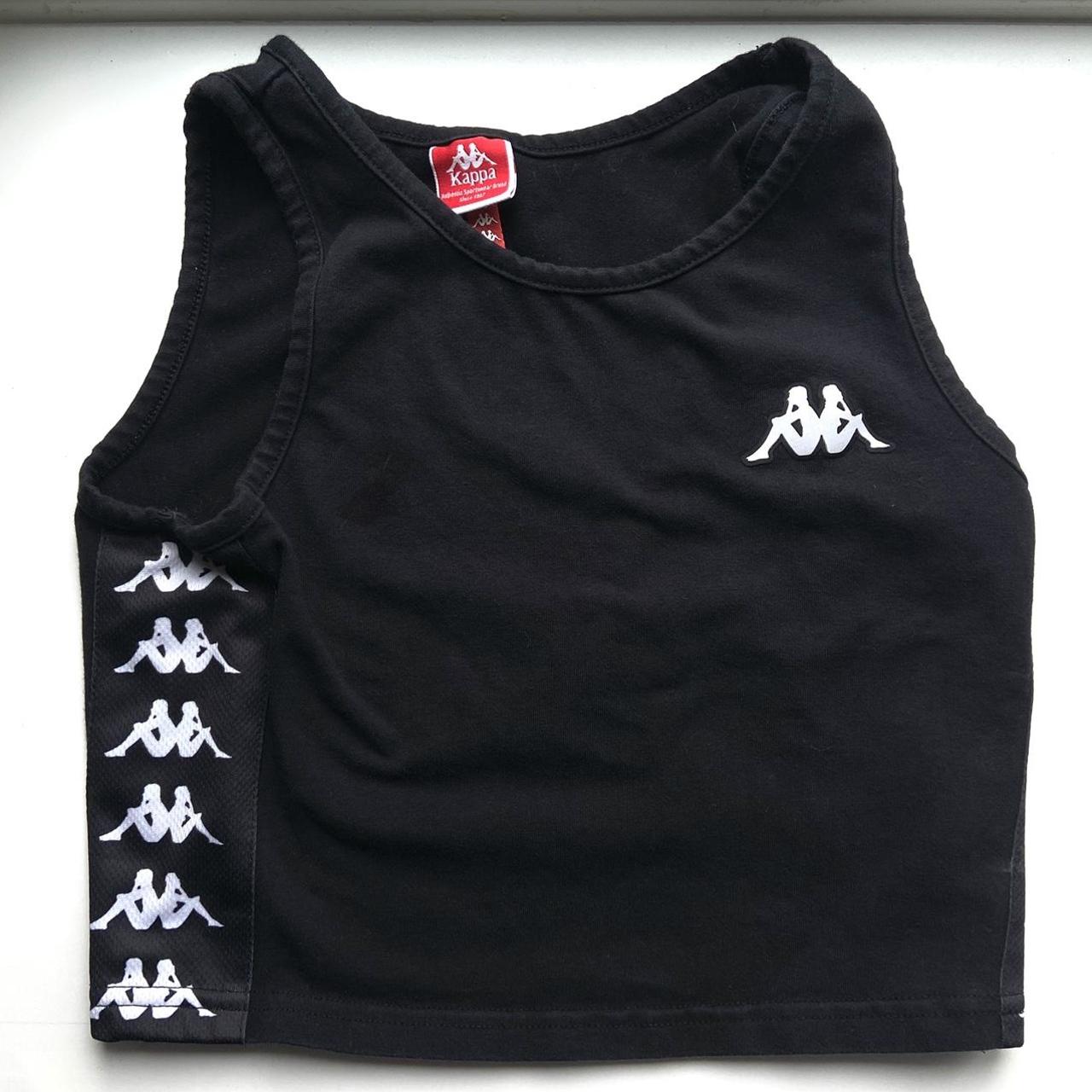 black “KAPPA” cropped tank top size small,... - Depop