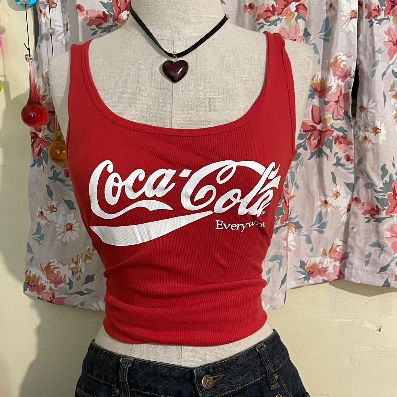 Coca-Cola Women's Red and White Vest | Depop