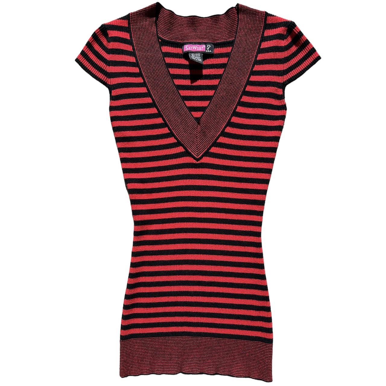 2005 Emo Girl Stripe Sweater Top 🩸🖤 Free shipping!... - Depop