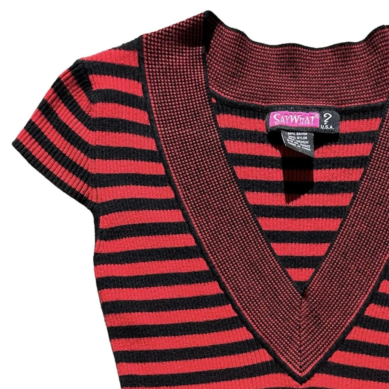 2005 Emo Girl Stripe Sweater Top 🩸🖤 Free shipping!... - Depop