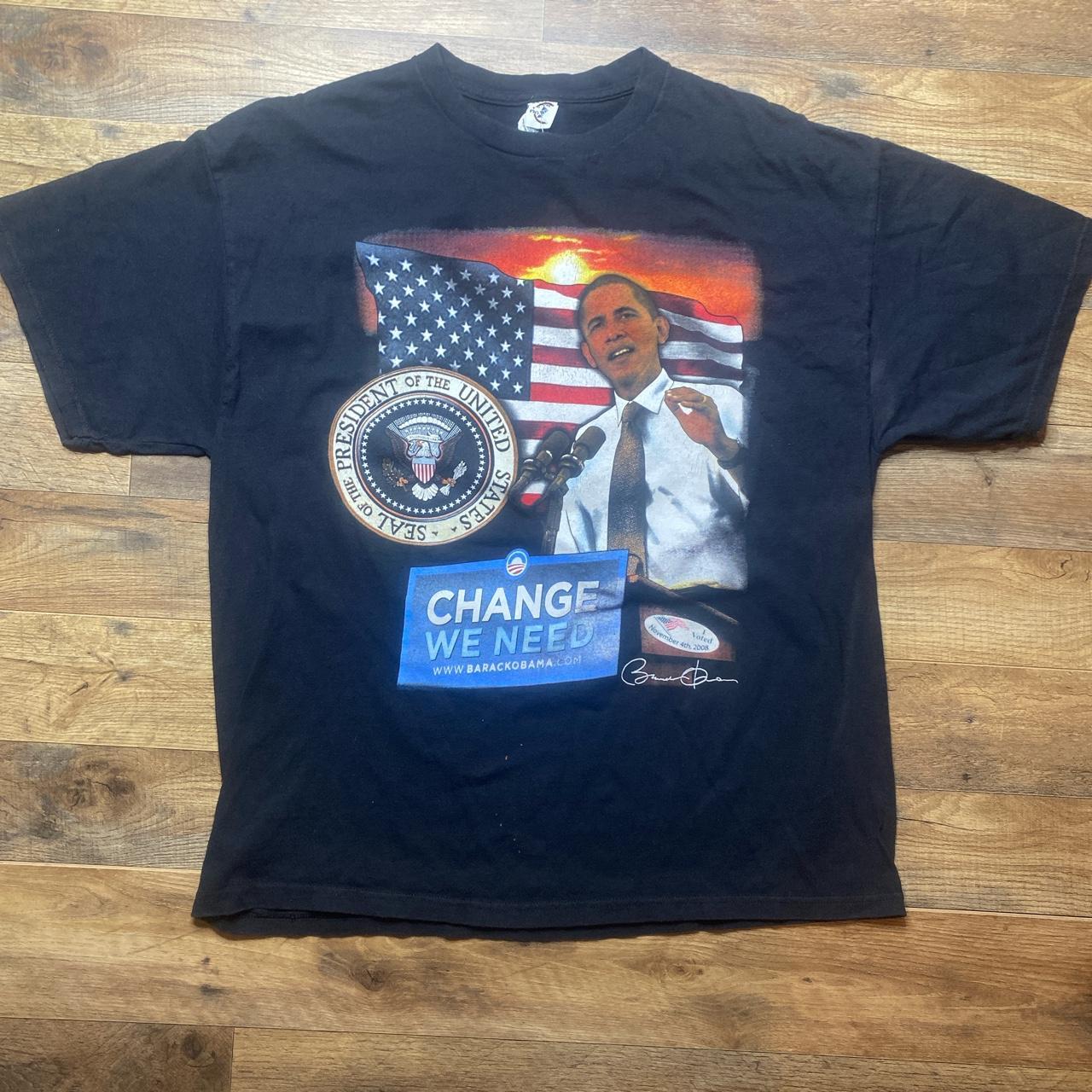 2000s Y2K President Barack Obama Shirt Tagged Size... - Depop