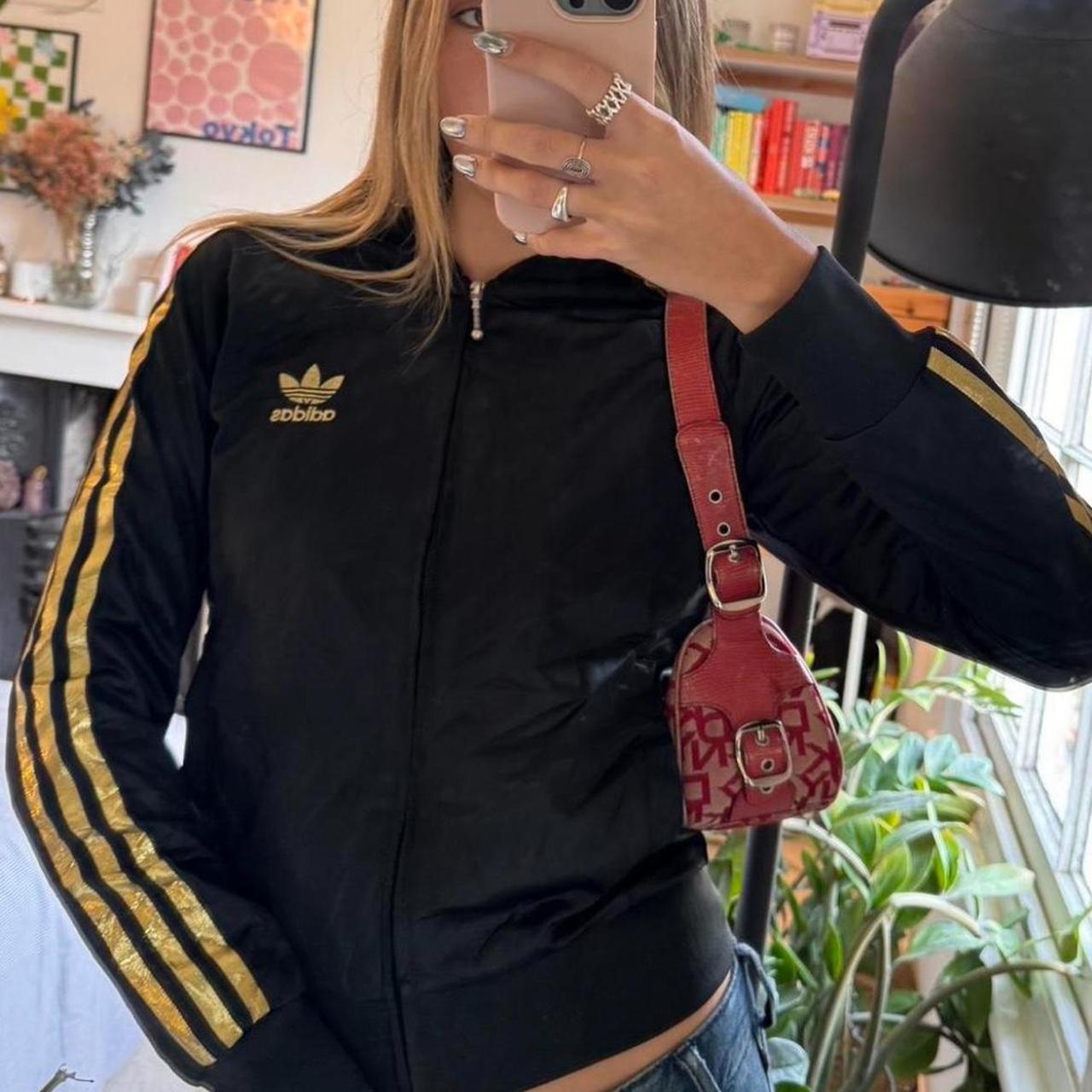 SICKEST gold and black adidas jacket / zip up jumper... - Depop