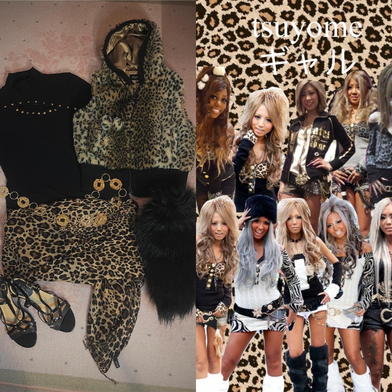 Tsuyome gyaru / older sister gal leopard print style... | Depop