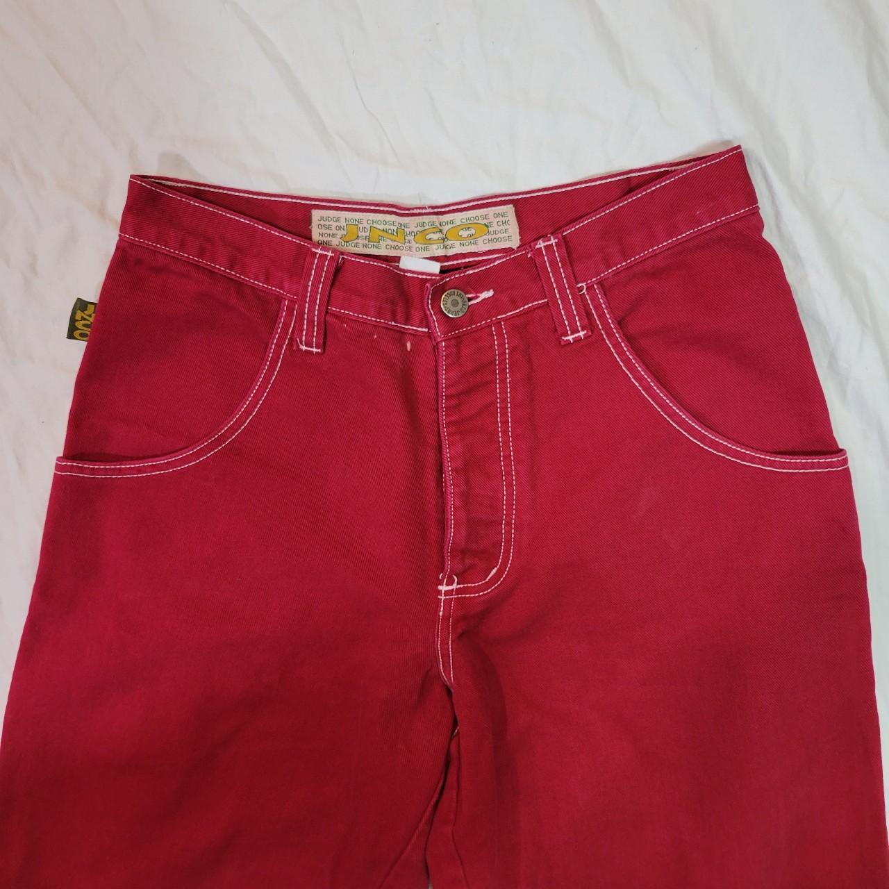 JNCO Women's Red and Yellow Jeans | Depop