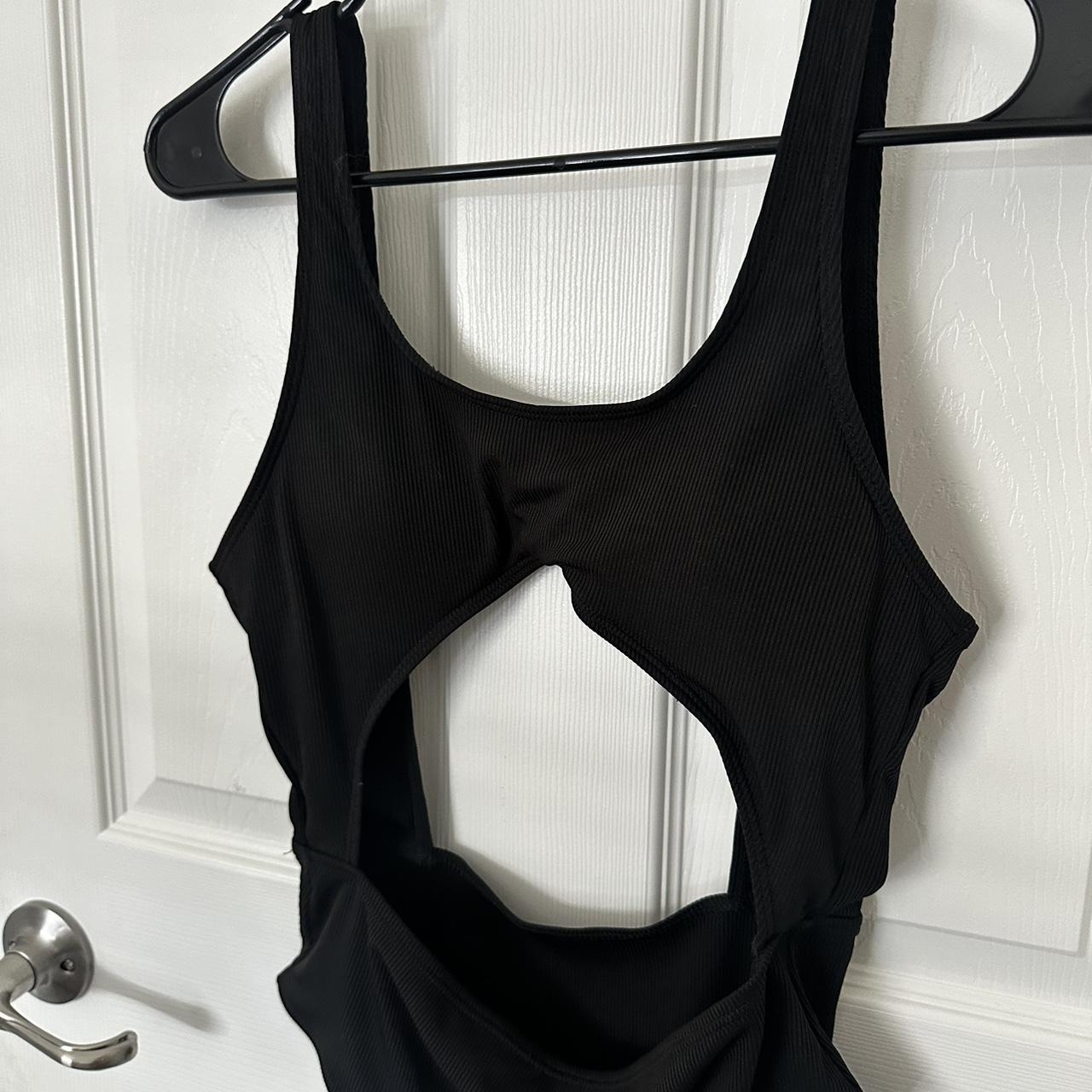 Black one piece swimsuit with cut out has boobie... | Depop