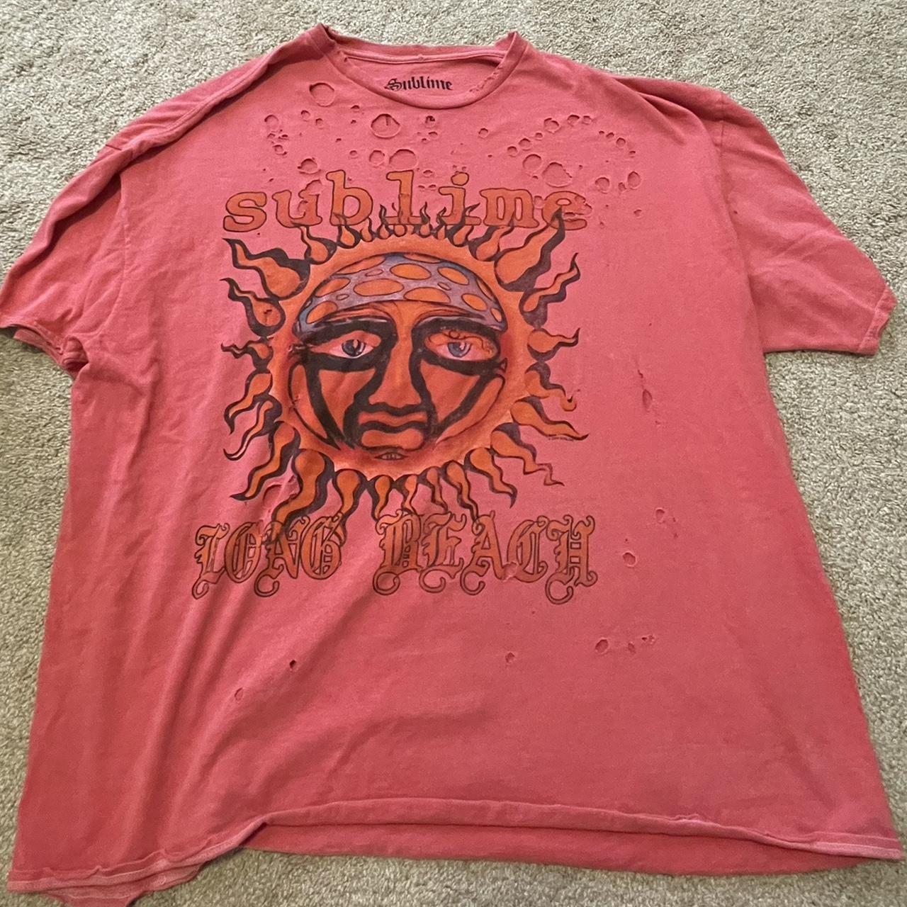 Urban Outfitters Women's Red and Blue T-shirt | Depop