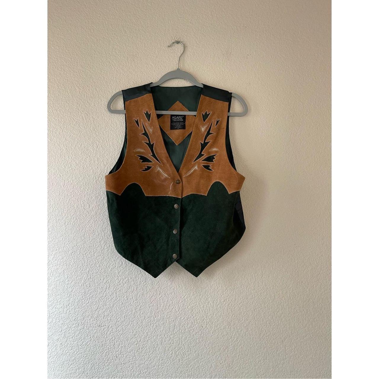 Agapo vintage leather womens vest size medium... - Depop
