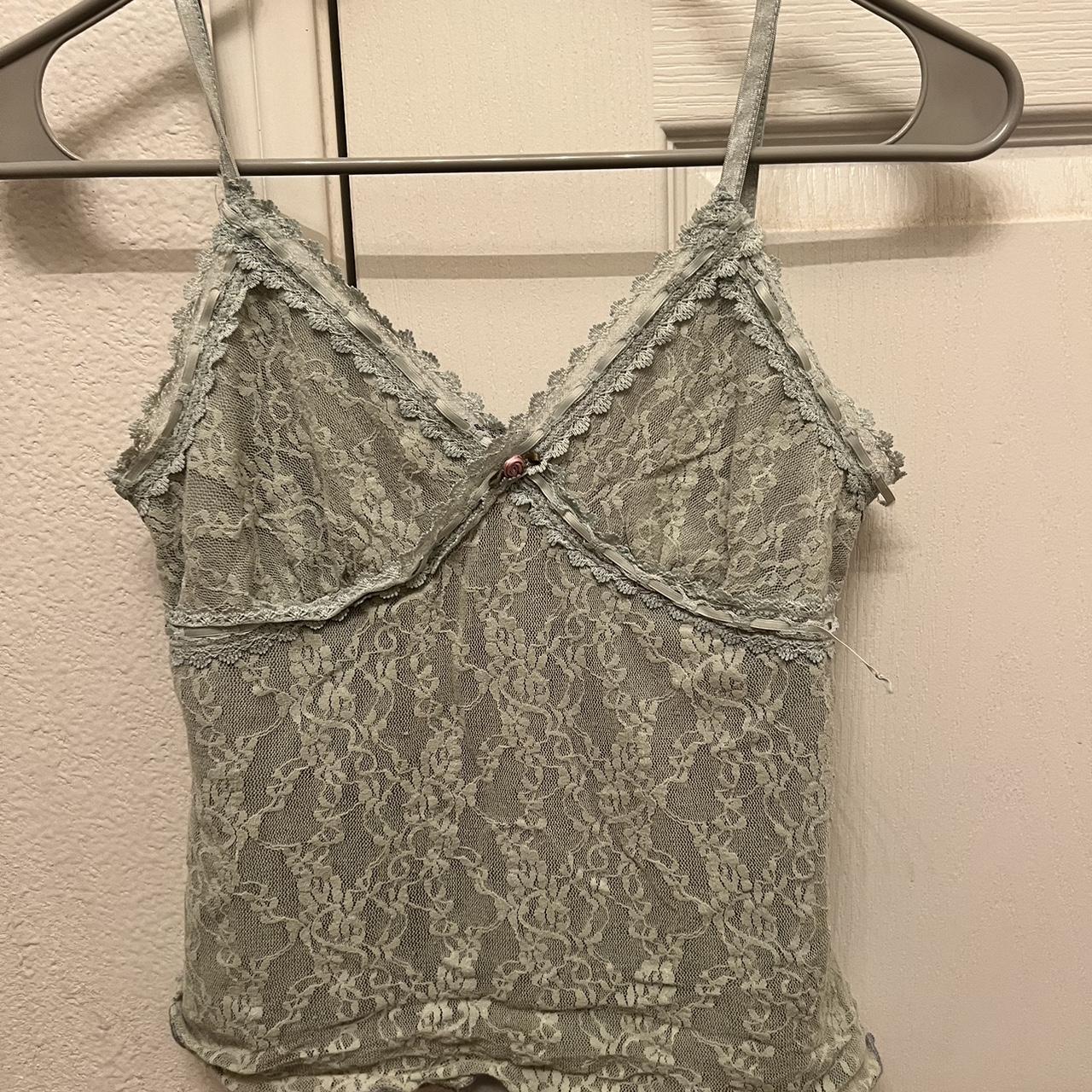 Light green Small laced tank Problems shown Repop... - Depop