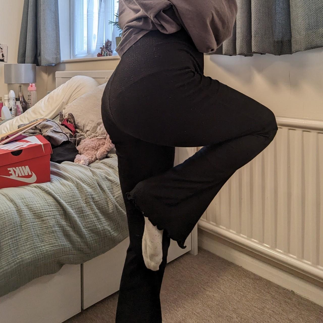 asos design black flares, size 6, would fit 8 as... - Depop