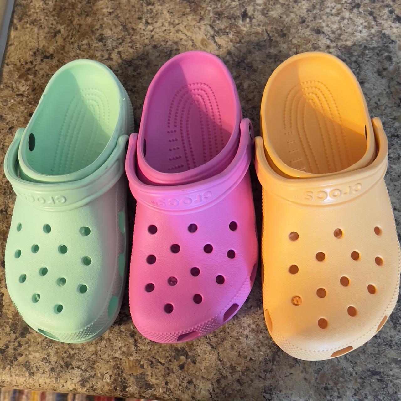 Hot pink, mint and orange(like an orangesicle?)crocs... - Depop
