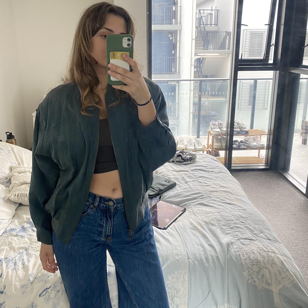 Vintage bomber style jacket Slight cropped fit... - Depop