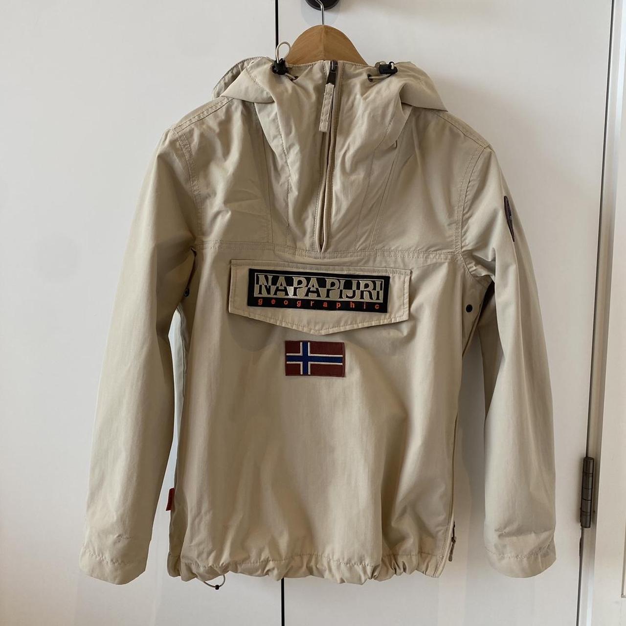 napapijri beige/cream waterproof jacket RRP £160.... - Depop